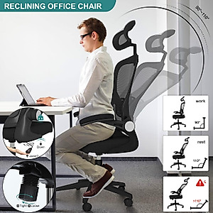 yoyomax Ergonomic Office Chair, High Back GamingChair for Big and Tall People, Adjustable Headrest/Armrests Reclining Comfy Home OfficeChair Lumbar Support Breathable Mesh ComputerChair-Black