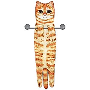 Hawgiman Hand Towels for Bathroom Kitchen,Cute Cat Quick-Dry Hanging Hand Towels Decorative for Bathroom Face Towels,Funny Gifts for Cat Lovers (Orange)