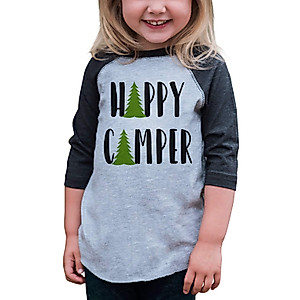 7 ate 9 Apparel Unisex Happy Camper Outdoors Raglan Tee 12 Months Grey