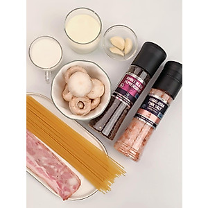 Soeos Whole Black Peppercorns, 6.7oz (190g) and Himalayan Pink Salt, 13.4oz (380g), Plastic Bottle Grinder with Spice Grinder with Salt and Pepper Shaker, Salt and Pepper Set.