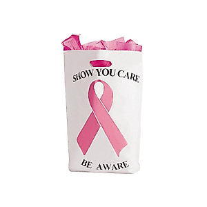 Fun Express Pink Ribbon Show You Care Bags (50 Bags) Bulk Awareness Supplies