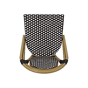 Christopher Knight Home Gwendolyn Outdoor French Bistro Chairs (Set of 2), Black + White + Bamboo Print Finish