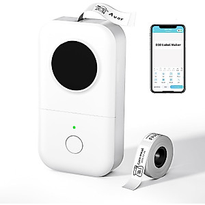 Phomemo Label Maker Machine with Tape, D30 1/2 Inch Bluetooth Mini Portable Lable Printer,Labeler for Office Home School Organization,for Android iOS,Gift for Women Men(USB Rechargeable)-White