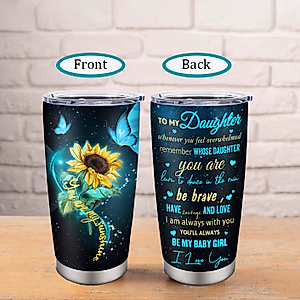 Qatdey Daughter Gift from Mom/Dad, Birthday Gifts for Daughter Adult from Mother, Best Gift Ideas for Grown Daughters Coffee Tumbler 20oz, To My Daughter Gift, Graduation Gifts for Daughter Coffee Cup