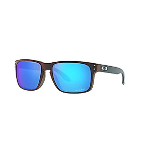 Oakley Men's OO9102 Holbrook Square Sunglasses, Matte Black/Red Colorshift/Prizm Sapphire, 57 mm