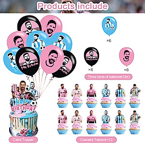 𝓜𝓮𝓼𝓼𝓲 𝓜𝓲𝓪𝓶𝓲 birthday party decoration supplies, 𝓜𝓮𝓼𝓼𝓲 𝓜𝓲𝓪𝓶𝓲 Soccer themed birthday party supplies include cupcake decoration, cake decoration, banners, balloons.