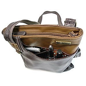 CHALA Handbag Xbody Swing Bag, Crossbody Swing Bag, FAUX Leather, 2 Tone (Owl, Teal/Black)