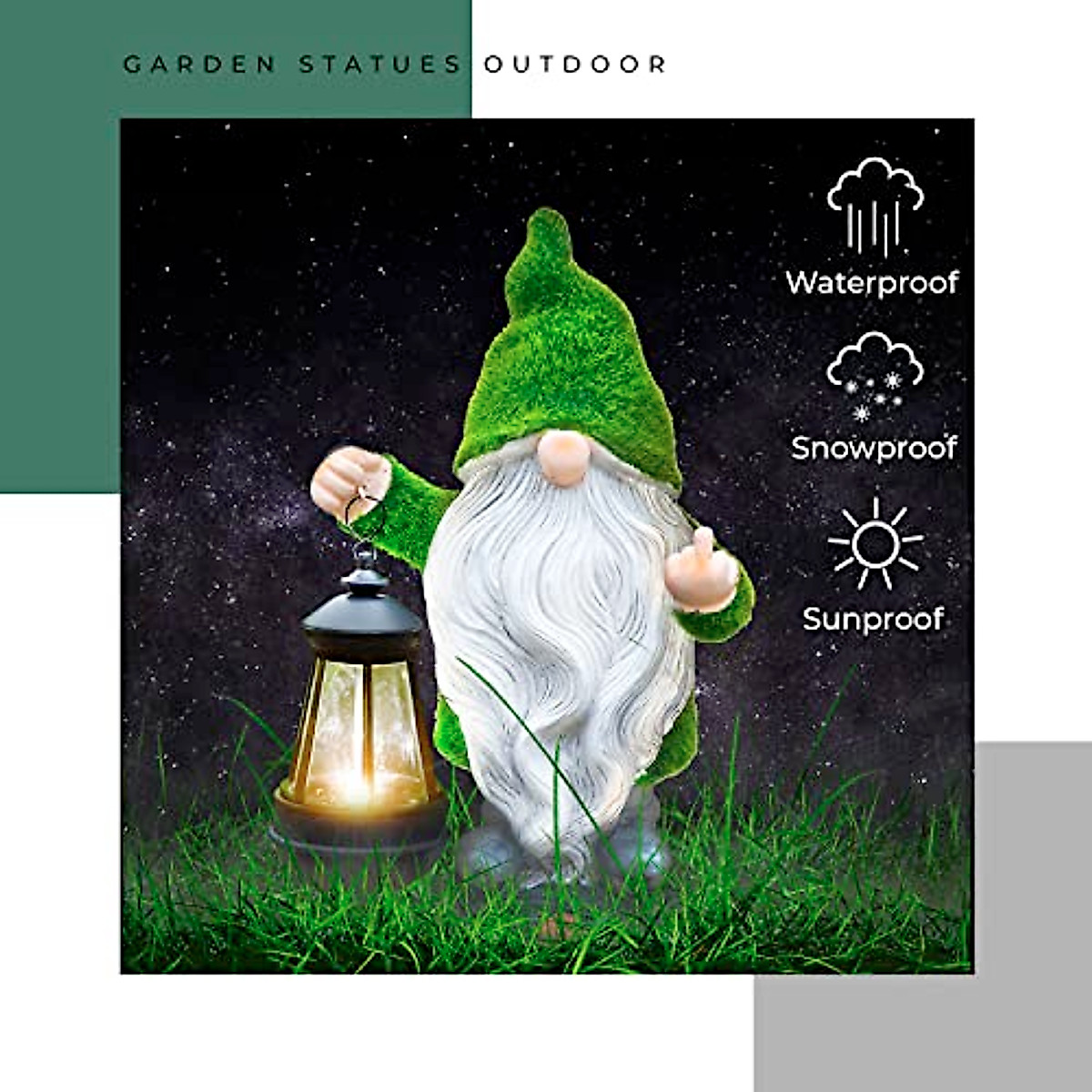 Redwix Garden Gnomes 11.8x7.9 - Gnomes with Solar Lantern - Gnomes Decoration for Home - Spring Gnomes - Middle Finger Gnome - Garden Gnomes Outdoor Funny for Patio and Farmhouse Decor