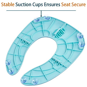 Portable Potty Seat for Toddler, Folding Travel Potty Seat Cover for Boys and Girls, Fits Round & Oval Toilets, with Non-Contact Opening Pry Bar, Aqua