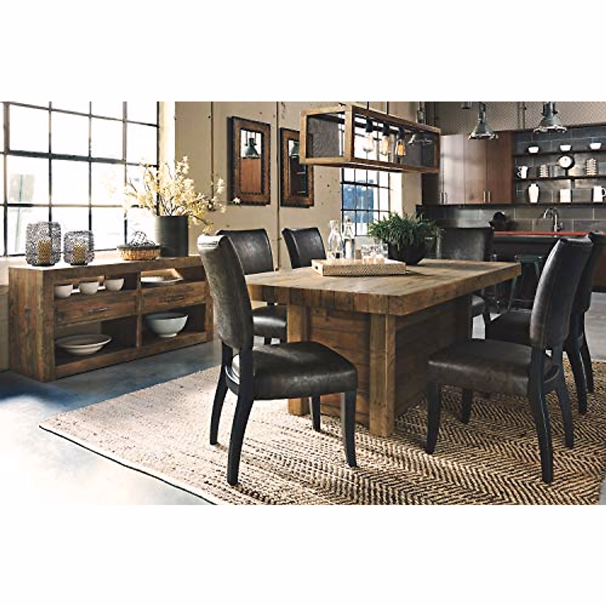 Signature Design by Ashley Sommerford Farmhouse Reclaimed Pine Wood Dining Table, Seats up to 6, Brown