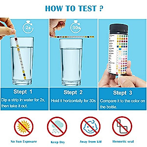 16-in-1 Water Test Kits,Drinking Water Test Strips,Tap and Well Water Testing Strips,Easy Fast Testing for Hardness,pH,Nitrate,Iron,Copper and More (100 Strips)