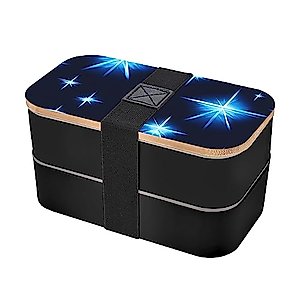 Cartoon Blue Star Adult Lunch Box, Bento Box, With Cutlery Set Of 3, 2 Compartments, Rectangular, Lunch Box For Adults