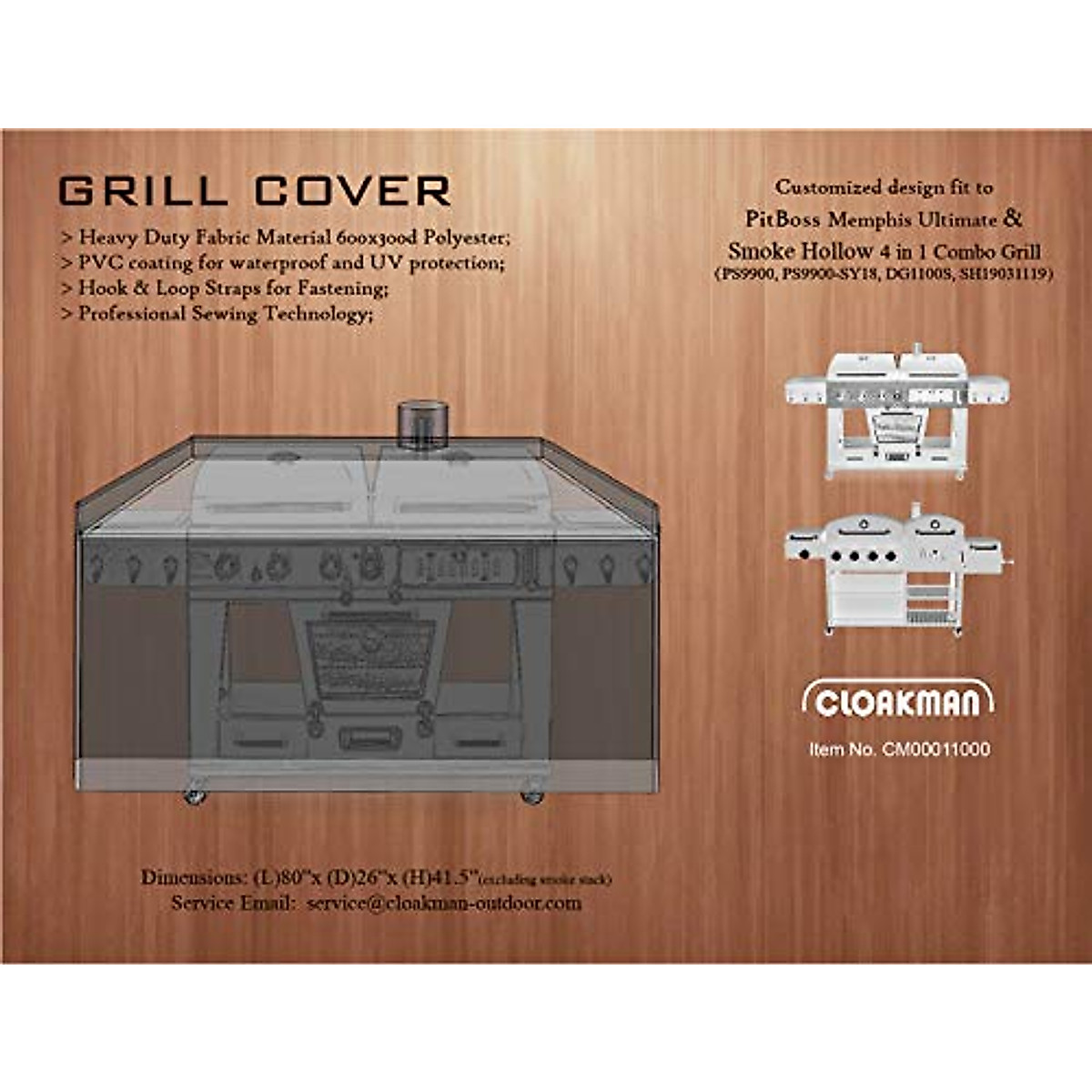 Cloakman Premium Heavy-Duty Series Pit Boss Memphis Ultimate Grill Cover and Smoke Hollow PS9900-SY18 DG1100S 4in1 Combo Grill Cover GC7000