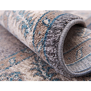 Unique Loom Salzburg Collection Classic Traditional Design Oriental Inspired Border Area Rug, 3 ft 3 in x 5 ft 3 in, Gray/Beige