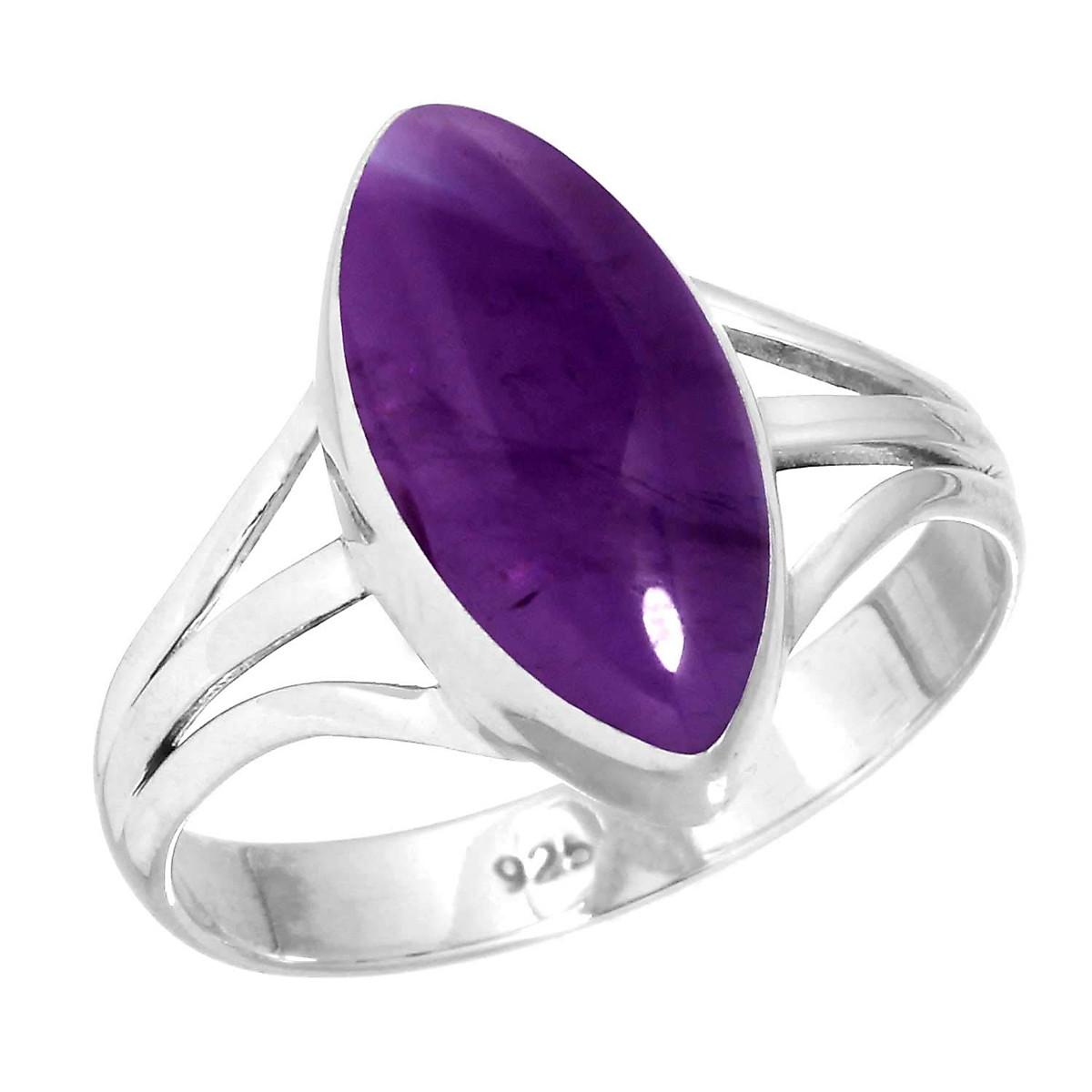 JEWELOPORIUM 925 Sterling Silver Ring for Women Purple Natural Amethyst Gemstone Statement Silver Ring Size 8 Halloween - Gift Fashion Jewelry