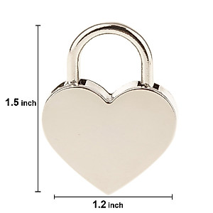 2 Pieces Small Metal Heart Shaped Padlock Mini Lock with Key for Jewelry Box Storage Box Diary Book,Silver