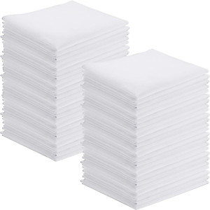 100 Pieces White Handkerchiefs Classic Hankies Bulk Set Pocket Square Towel Small Size for Tea Parties for Men