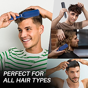 RHOS Hair Brush for Men - Detangler Hair Brush for Styling/Massage - Nylon Bristles for Wet & Dry Hair, Bangs, Thin, Short Hair - Gray