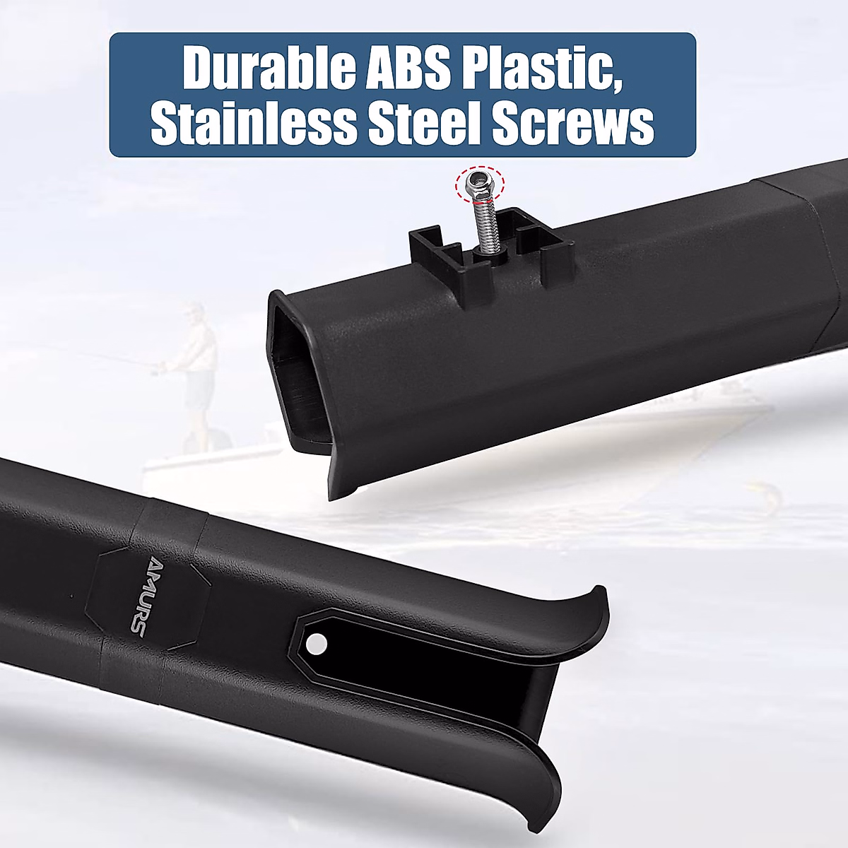 AMURS 6Pcs Fishing Rod Holders,Wall Mounted Rod Holder Boat Rod Holders with 6inch Ball Bungee Cords and Screws