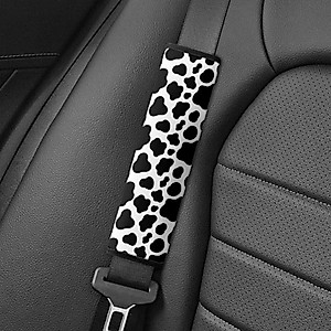 Jeiento 4 Pieces Kids Car Seat Belt Cover Safety Belt Cushion Car Seat Belt Pad Car Seat Shoulder Protector Pillow Belt Cover Pad for Baby Boys Girls Children,Black and White Cow Print