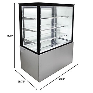 PEAKCOLD Refrigerated Glass Bakery Display Case; Floor Standing Cake Showcase with 3 Shelves; 36" W