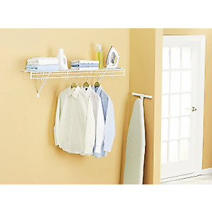 Rubbermaid FreeSlide Closet Shelf Kit, 4-Feet, White, Organization for Linen Closets, Laundry Rooms