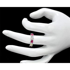 Natural 4 MM Ruby & Ethiopian Cut Opal Gemstone Ring 925 Sterling Silver July Birthstone Cluster Ring Opal Jewelry Birthday Gift For Wife (Sterling Silver, 8.5 US)