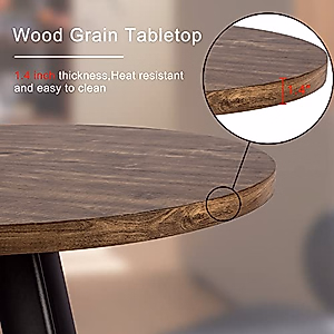 Comfy to go Round Dining Table, 31.5" Small Kitchen Table for 2-4 Person, Mid Century Modern Dining Table with 1.4" Thickness Wood Grain Tabletop for Dining, Living Room, Small Space (Rusty Brown)