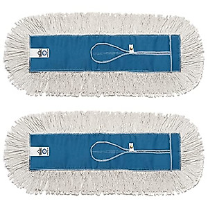 Nine Forty Industrial Strength Ultimate Cotton Floor Dust Mop Refill | Commercial Cleaner Mop Head Replacement (2-Pack, 18")