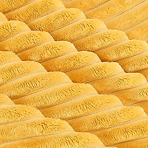 Catalonia Classic Yellow Fleece Throw Blankets for Couch, Plush Fluffy Blanket, Cozy and Soft, Decorative Blanket Throws for All-Seasons, 50''×60''