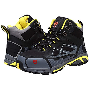 LARNMERN Steel Toe Boots,Mens Work Safety Outdoor Protection Footwear Industrial and Construction Boots Black Size: 10.5