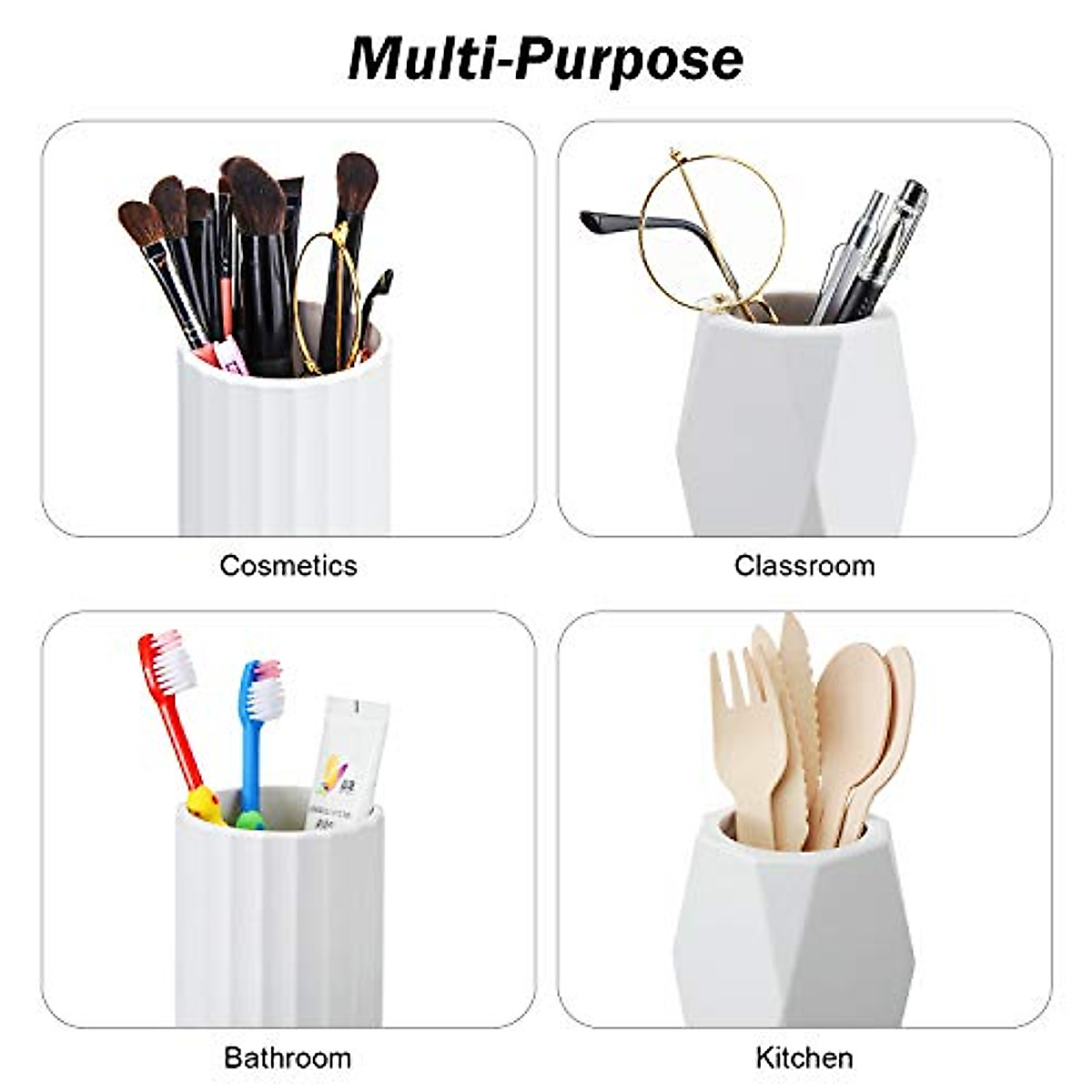 2 Pieces Silicone Pencil Holder Geometric Pen Cup Round Pen Container Desktop Pencil Stationary Holders Makeup Brush Holder for School Office Home Desk Supplies