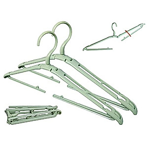 Fineget Plastic Coat Hangers Portable Travel Shorts Hangers for Closet Shoes Foldable Collapsible Clothes Heavy Duty No Slip Green Hangers Quick Drying