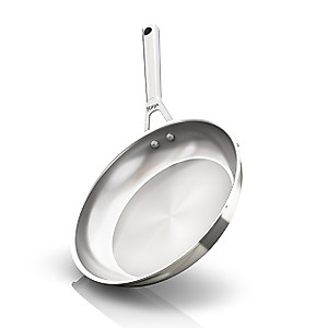 Ninja C90026 EverClad Commercial-Grade Stainless Steel 10.25" Fry Pan, Tri-Ply Pans, Oven Safe to 600°F, PFAS Safe, All Stovetops & Induction Compatible, Stainless