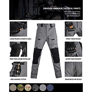 HAN·WILD Men's Combat Pants Tactical Military Pant with Knee Pads Airsoft Hiking Trousers Gray