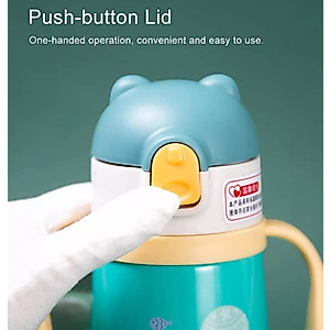 Stainless Steel Double Wall Insulated Water Bottle for kids With BPA free straw + adjustable strap (Pink)