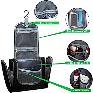 bago Travel Toiletry Bag for Women and Men - Large Waterproof Hanging Large Toiletry Bag for Bathroom and Travel Bag for Toiletries Organizer -Travel Makeup Bag (Black)