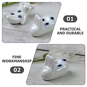 BESPORTBLE 3pcs Table Setting Chopstick Rest Rack Utensil Cutlery Pillow Rest for Chopsticks Easter Chopsticks Holder Miniature Cat Ceramic Rabbit Miniature Spoon Rest Cartoon Ceramics White