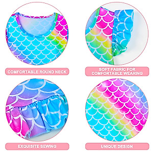 Fiodrimy Girls Nightgowns Unicorn Sleepwear Night Sleep Dress Pajamas Little Kids Toddler Soft Nightgown (Rainbow Mermaid, 4-5 Years)