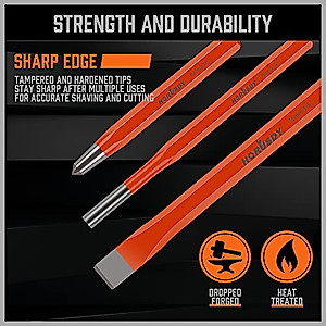 HORUSDY 12-Piece Punch and Chisel Set, Including Taper Punch, Cold Chisels, Pin Punch, Center Punch