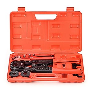 iCrimp Pex Pipe Crimping Tool kit for 3/8,1/2,3/4,1-inch Copper Ring with Free Gauge&Pex Pipe Cutter -Meet ASTM F1807 and Portable