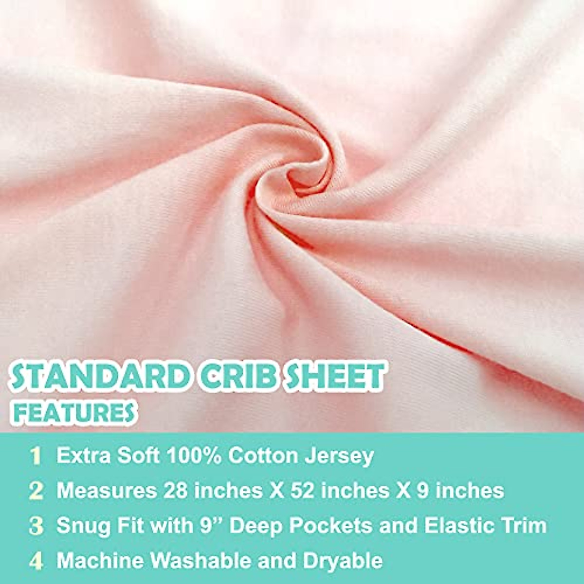 American Baby Company 3 Pack Fitted Crib Sheets 28" x 52", Soft Breathable Neutral 100% Cotton Jersey Sheet, Pink Whale/Blush/White, for Boys and Girls, Fits Crib and Toddler Bed mattresses