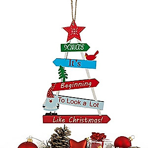 Christmas Hanging Wooden Pendants | Suspensible Wood Christmas Table Ornaments No Rough Edges - Christmas Decor Crafts for DIY Christmas Tree Children's Kumprohu