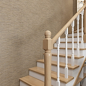 Tan Grasscloth Wallpaper Peel and Stick Textured Wallpaper Brown Linen 30"x118" Large Size Self Adhesive Imitation Cloth Contact Paper for Cabinets Fabric Vinyl Paper for Bedroom Kitchen Wall CHICHOME