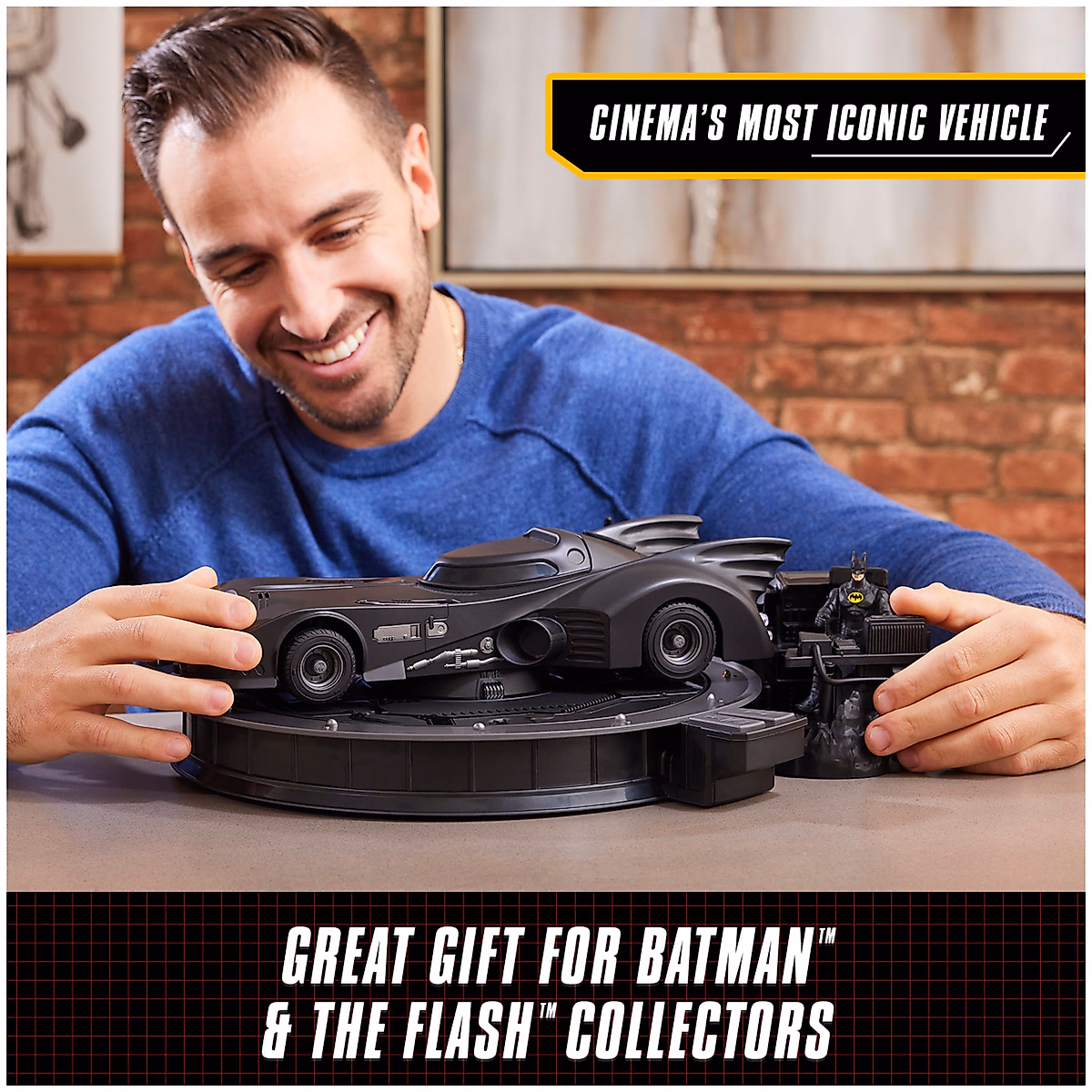 DC Comics, Official 1989 Batmobile RC, Exclusive Batman Figure, Limited Edition Collector's Item, Smoke Effects, Batcave Chargeable Base, Ages 14+