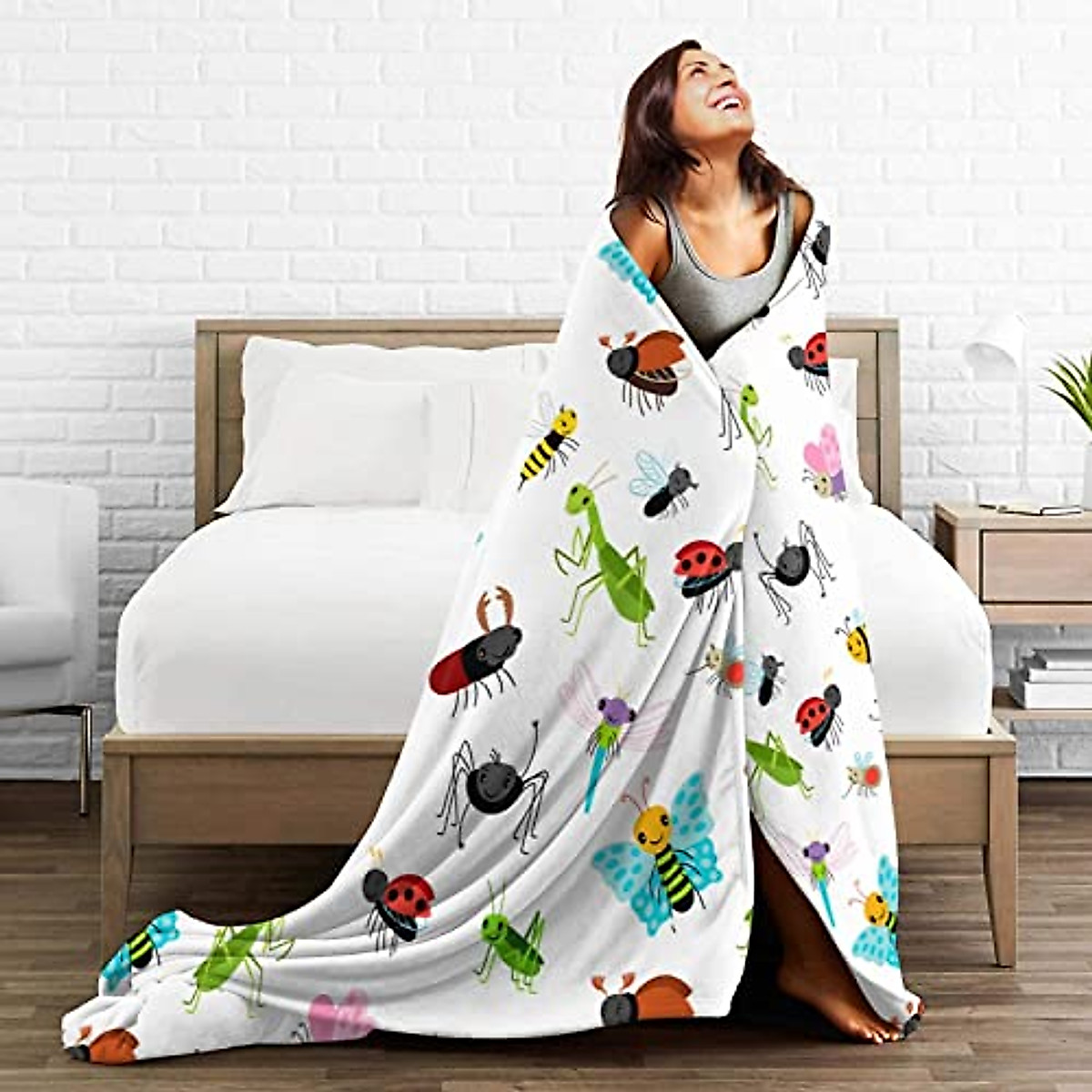 Insects Blanket Air Conditioning Cute Blanket Soft, Animals Throw Blanket Flannel Funny Blanket(50"x40")