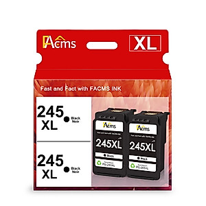 FAcms Remanufactured Canon 245XL Black Ink Replacement for Canon PG-245 PG-245XL PG 245XL 245 243 Ink Cartridge to use with Pixma MX492 MX490 MG2522 MG2520 MG2420 MG2920 MG2922 MG3022 Printer(2 Black)