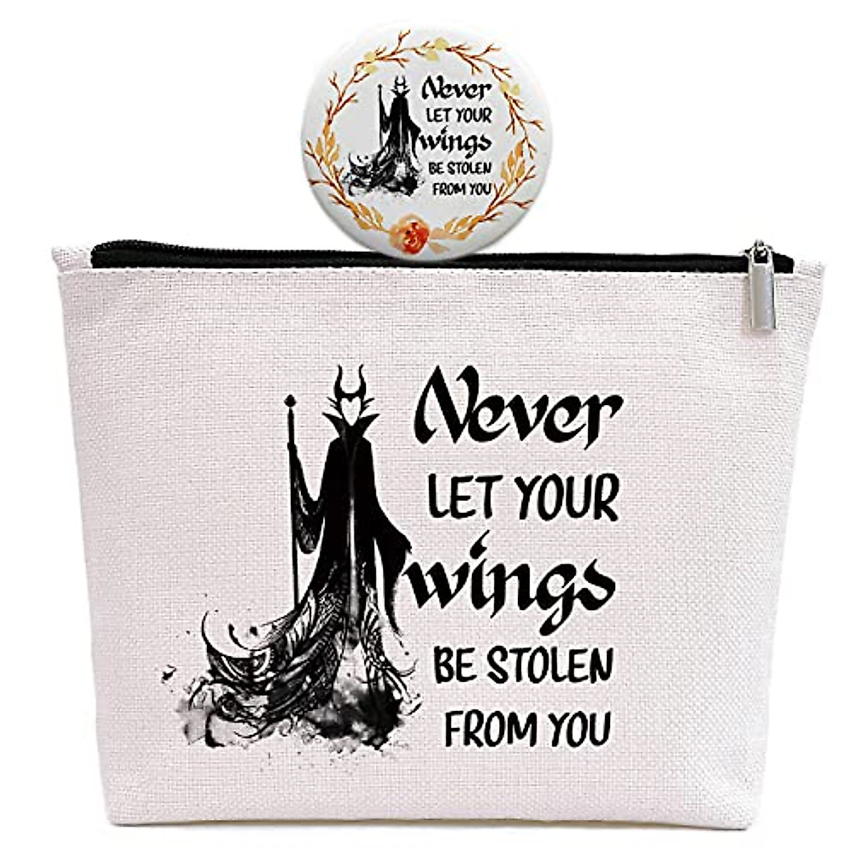 GevGuxLuo Friends Gift for Women, Inspirational Birthday Christmas Gifts for Her Best Friend Bestie Sister, Never Let Your Wings Be Stolen from You, Makeup Bag