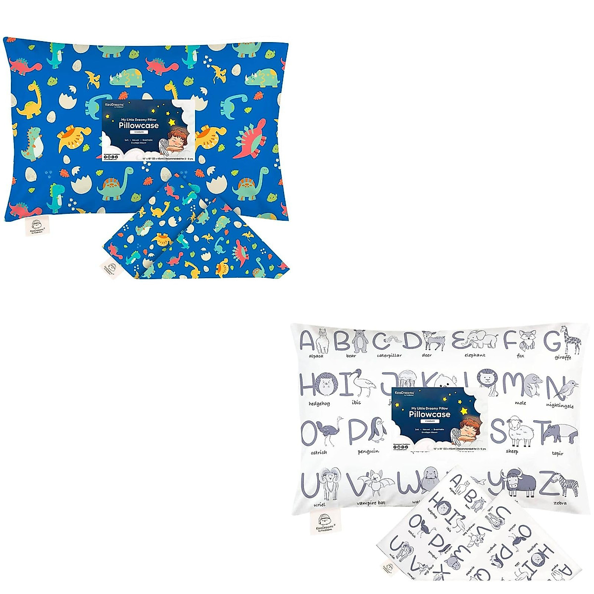 KeaBabies Toddler Pillowcase for 13X18 Pillow - Organic Toddler Pillow Case for Boy, Kids - 100% Natural Cotton Pillowcase for Miniature Sleepy Pillows - Toddler First Pillow