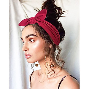 Jesries Headbands for Women Non Slip Hair Bands with Bows Rabbit Ears Workout Running Sport Sweat Elastic Hair Wrap for Girls Hair Accessories 12 Pack